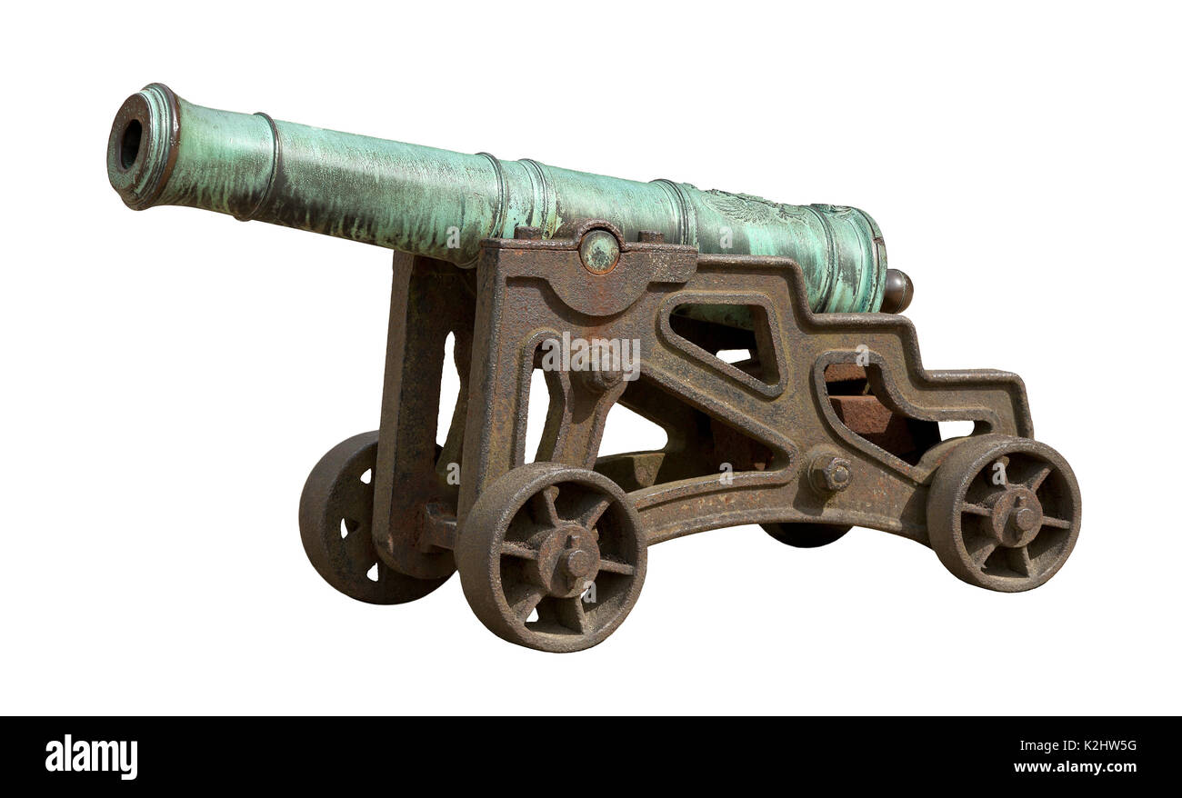 Courtyard artillery cannon, Blenheim Palace, Woodstock. UK, cut-out ...