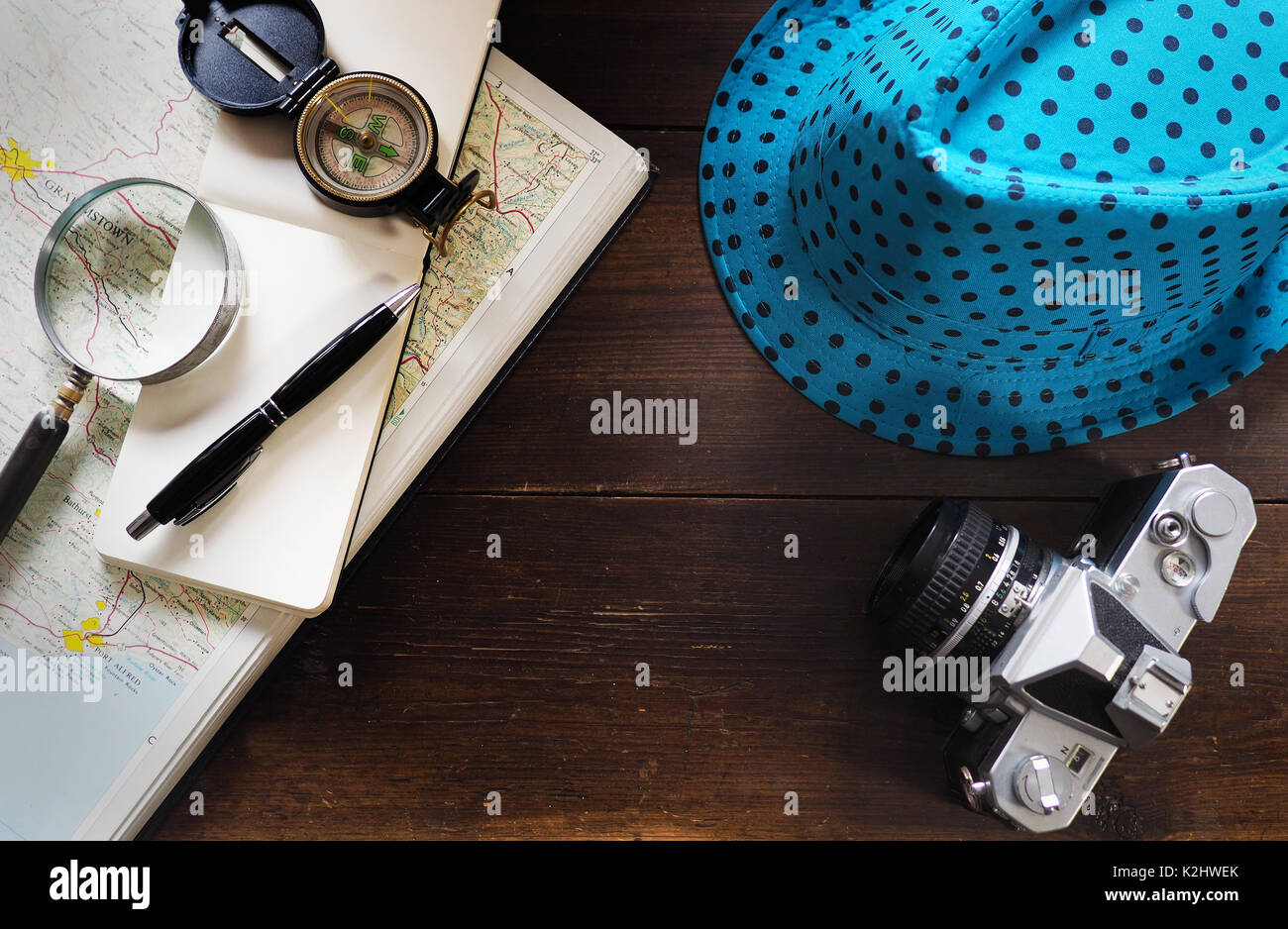 Top view vintage compass hi-res stock photography and images - Alamy