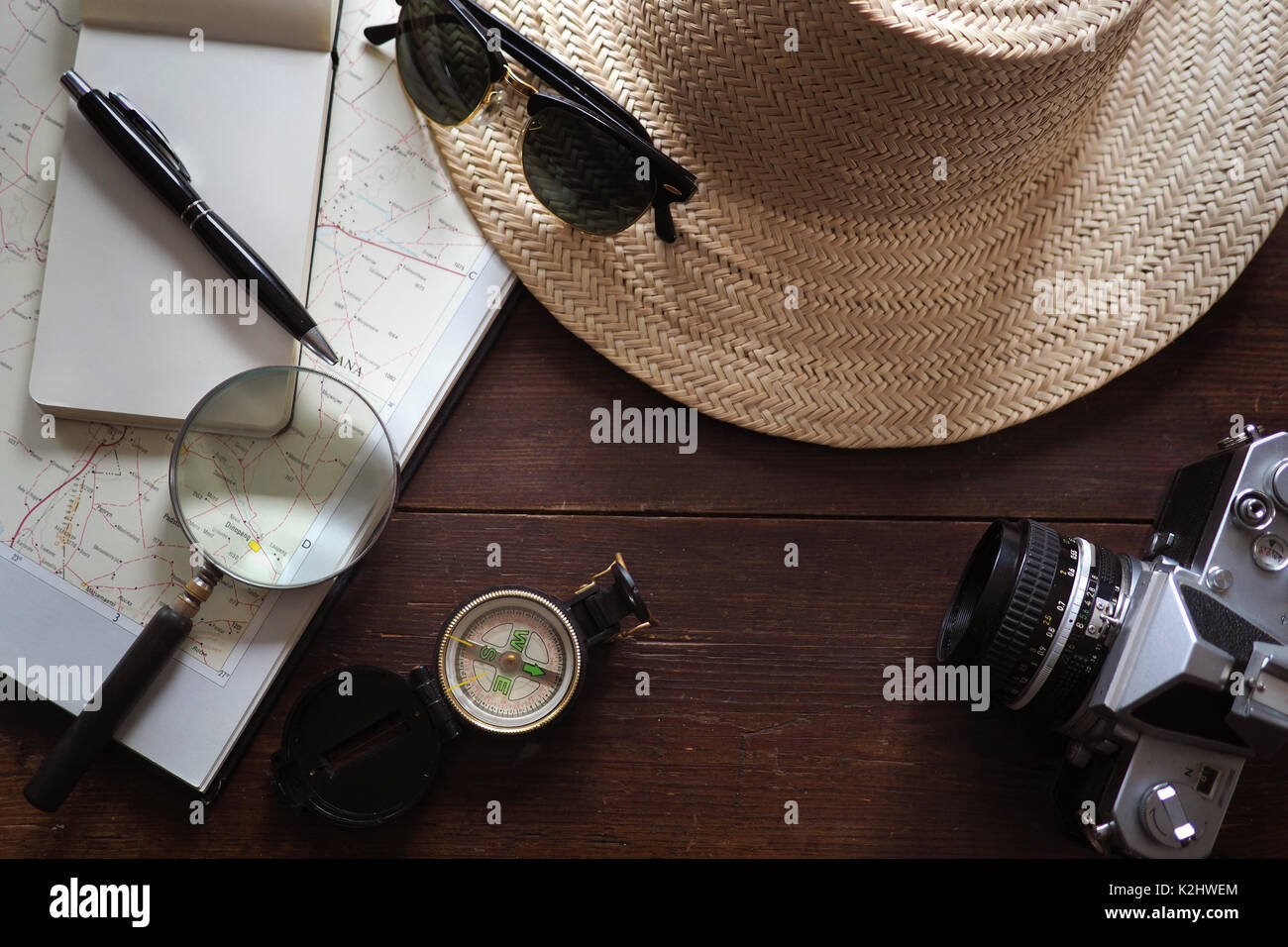 Top view vintage compass hi-res stock photography and images - Alamy