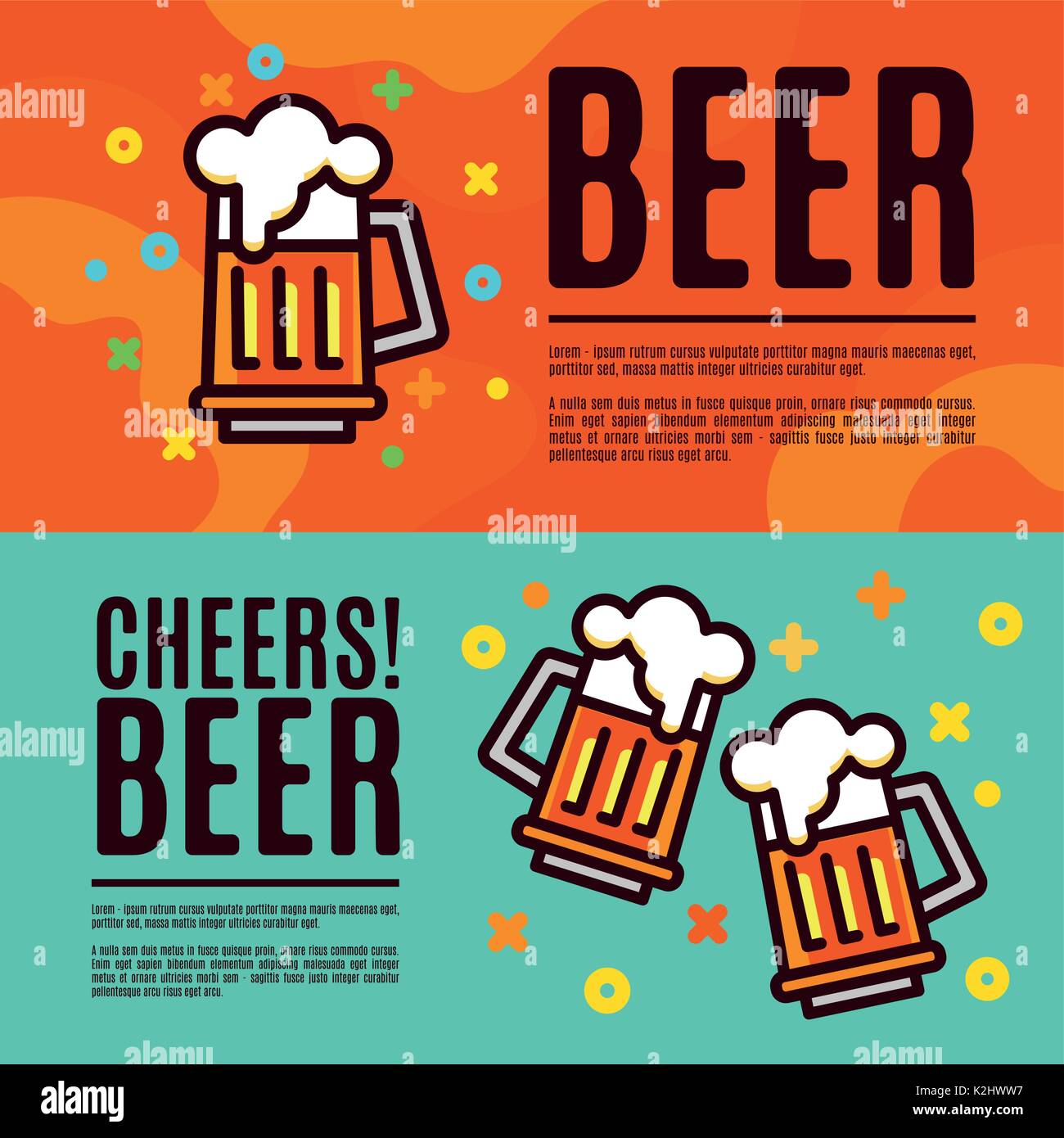 Beer in glass mugs. Set Banner Stock Vector Image & Art - Alamy