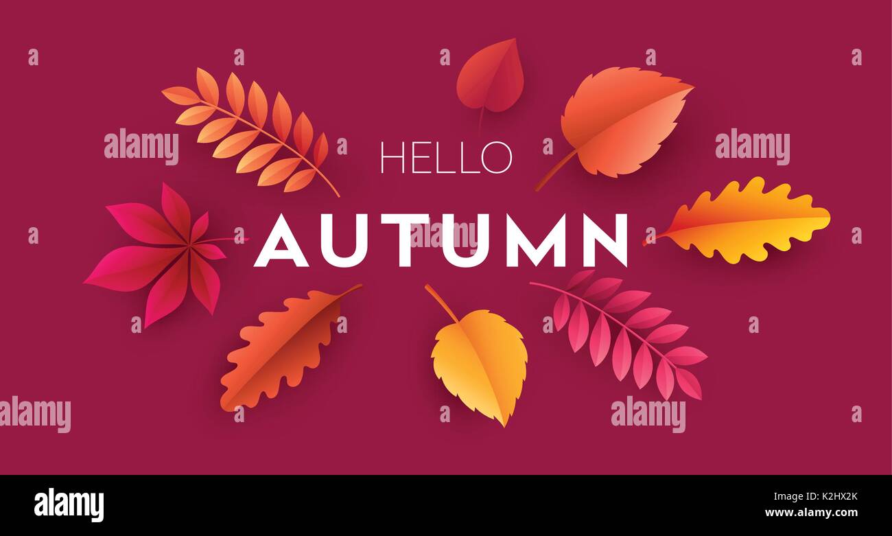 Fashionable modern autumn background with bright autumn leaves for ...