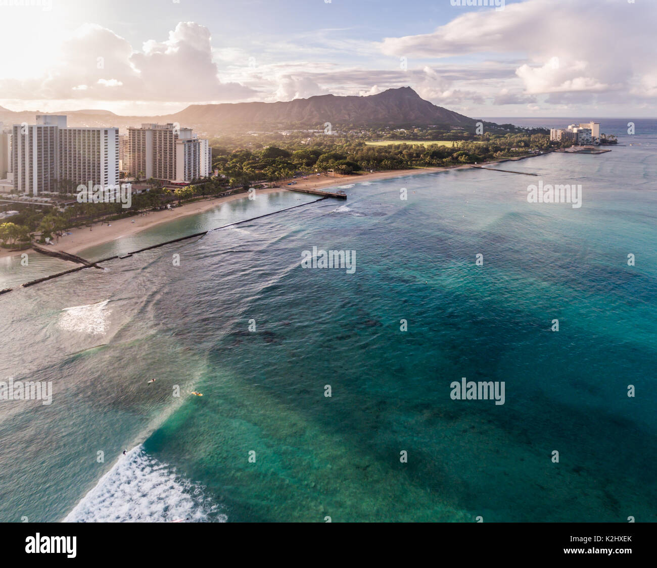 Aerial shot of waikiki beach hi-res stock photography and images - Alamy