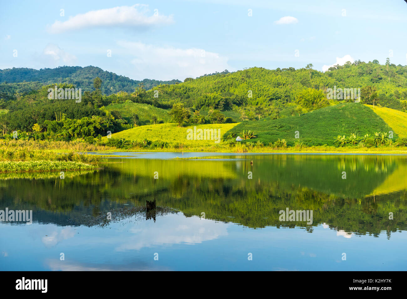 View of swamp and hills in rural of Thailand Stock Photo - Alamy