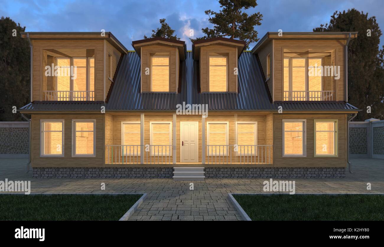 Photo realistic render of the house 3d illustration Stock Photo - Alamy