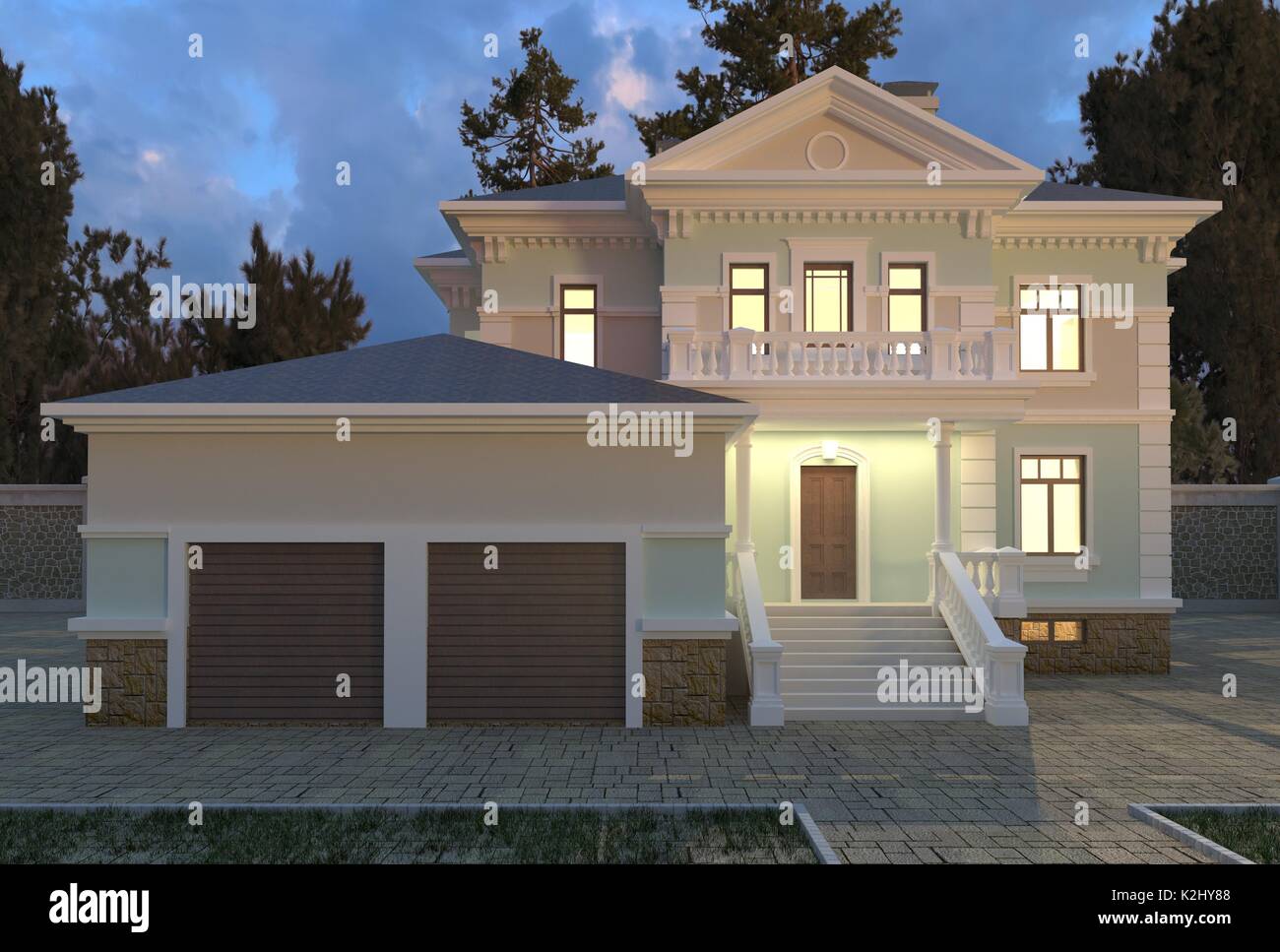Photo realistic render of the house 3d illustration Stock Photo - Alamy