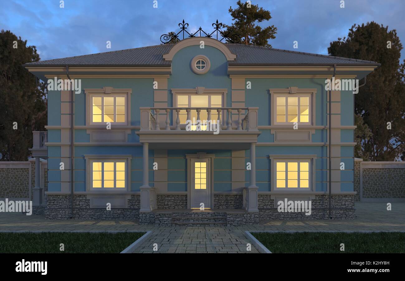 Photo realistic render of the house 3d illustration Stock Photo - Alamy
