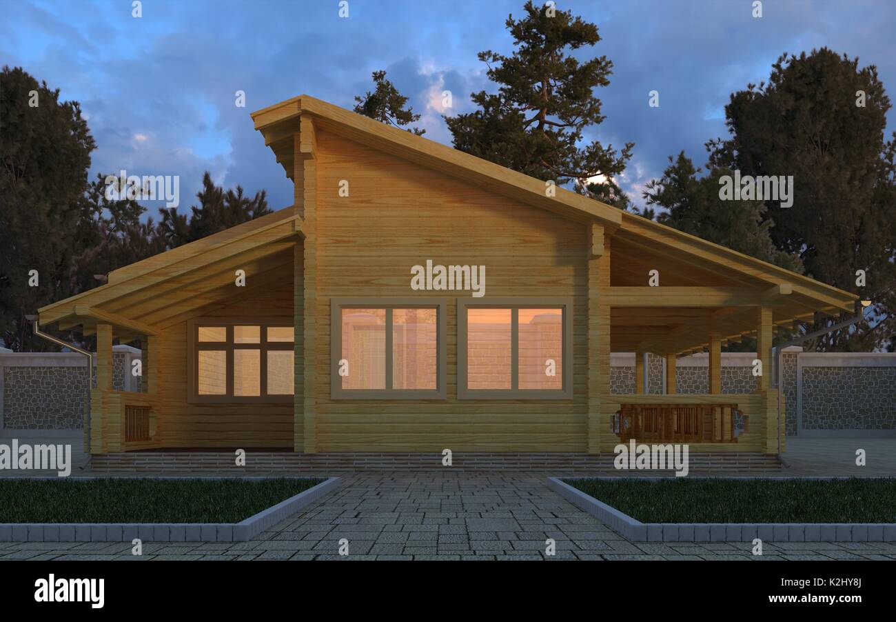 Photo realistic render of the house 3d illustration Stock Photo - Alamy
