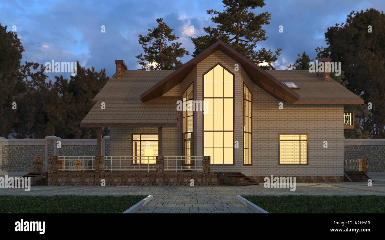 Photo realistic render of the house 3d illustration Stock Photo - Alamy