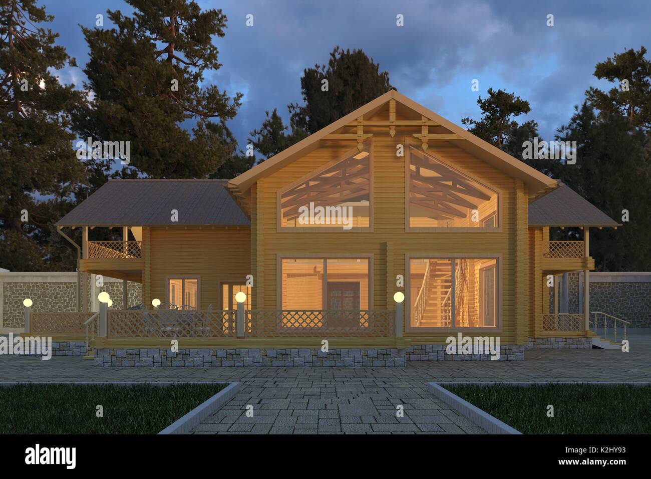 Photo realistic render of the house 3d illustration Stock Photo - Alamy