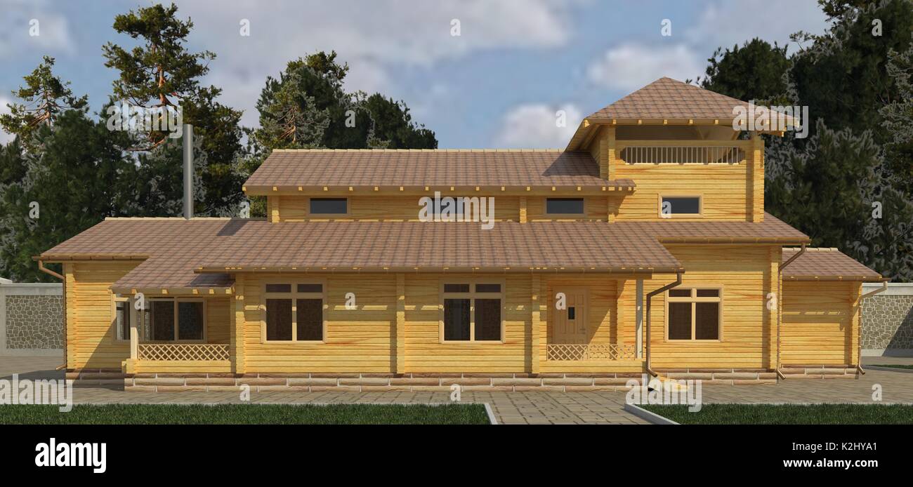 Photo realistic render of the house 3d illustration Stock Photo - Alamy