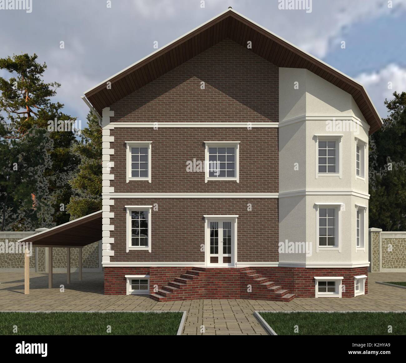 Photo realistic render of the house 3d illustration Stock Photo - Alamy