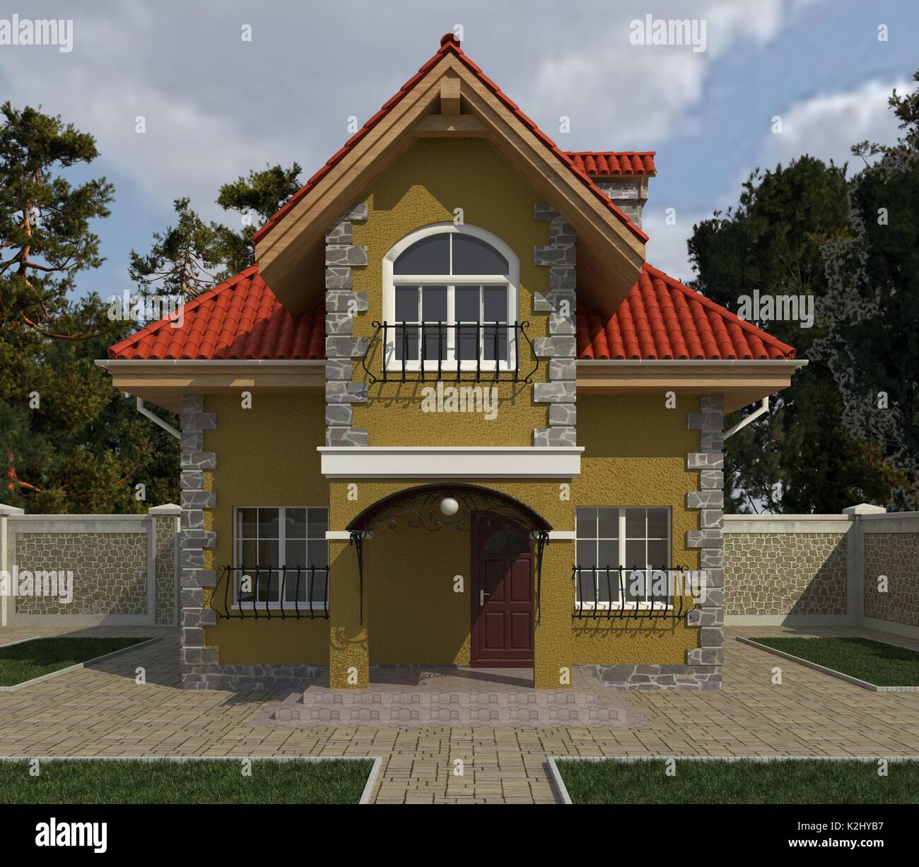 Photo realistic render of the house 3d illustration Stock Photo - Alamy