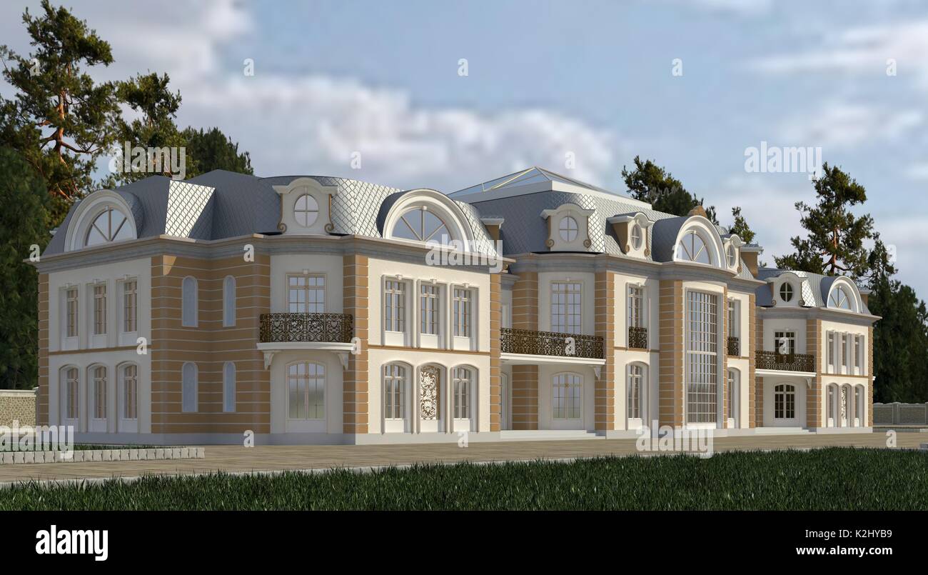 Photo realistic render of the house 3d illustration Stock Photo - Alamy