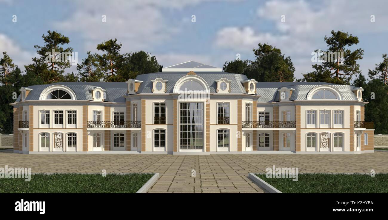 Photo realistic render of the house 3d illustration Stock Photo - Alamy
