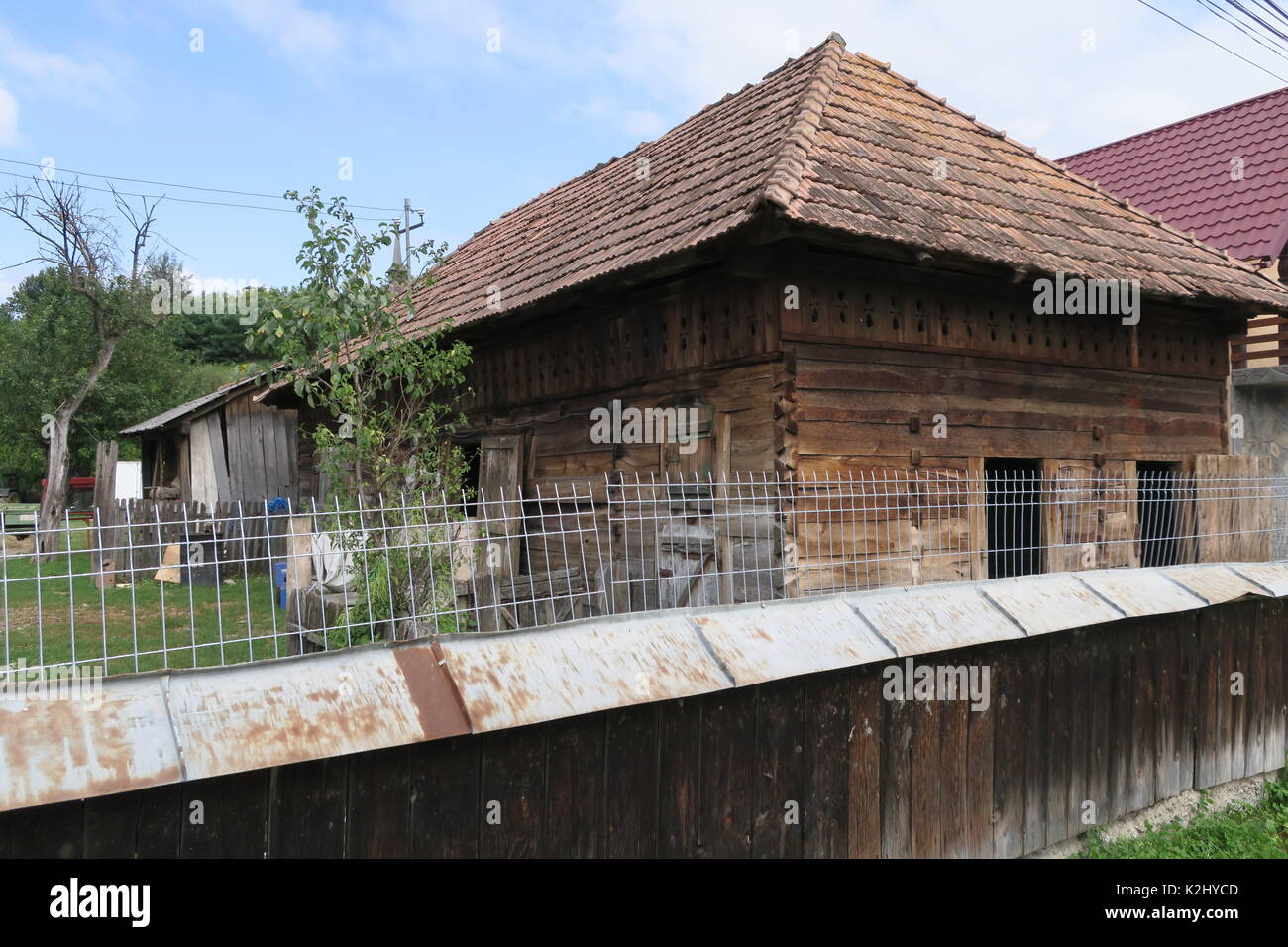 Village Barsana, Romania. Settlement of plain, native buildings ...