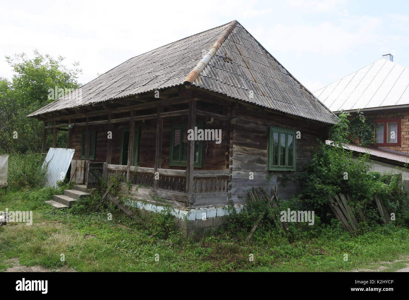 Village Barsana, Romania. Settlement of plain, native buildings ...