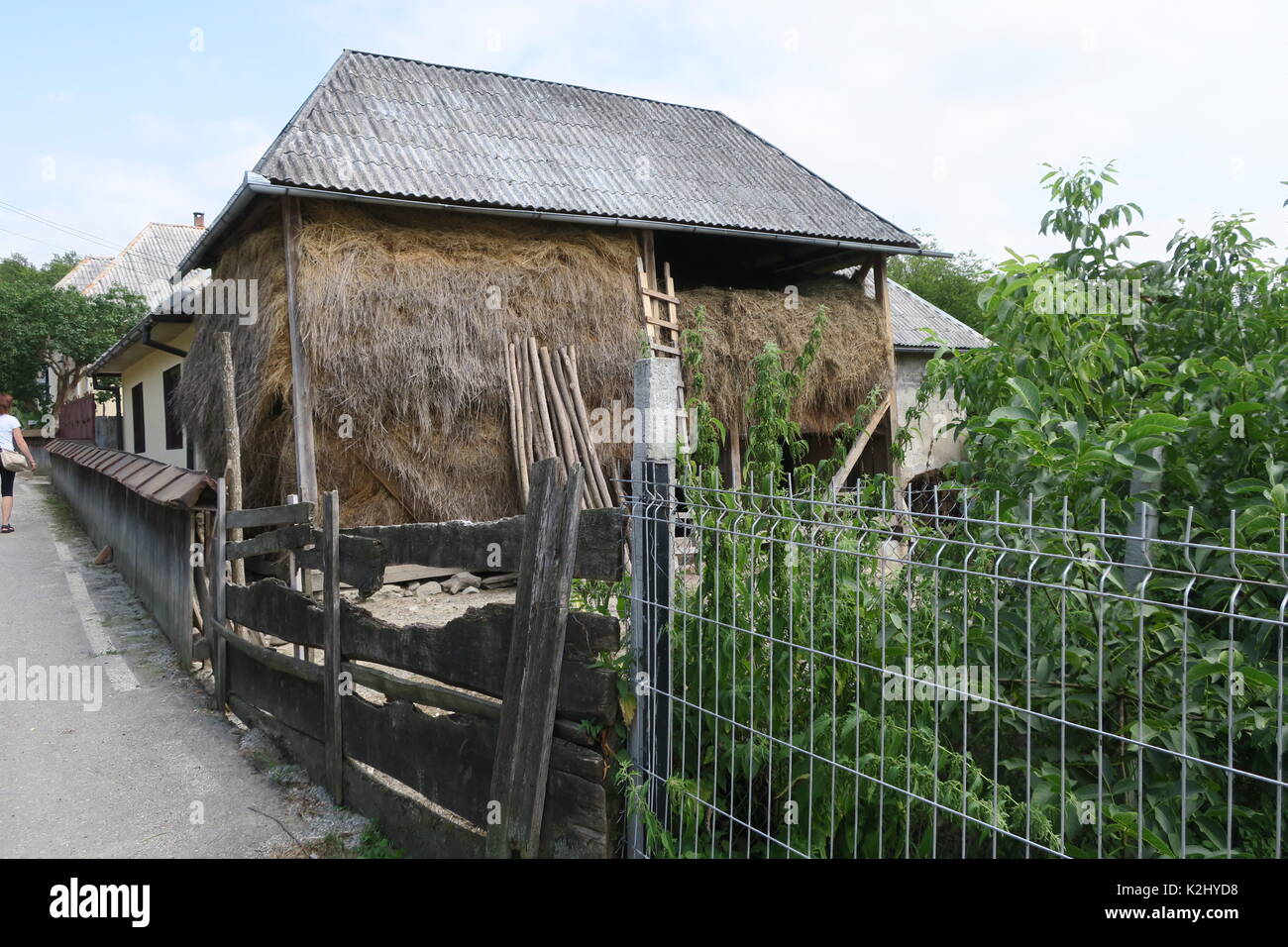 Traditional hay rick in Romanian village Barsana Stock Photo - Alamy