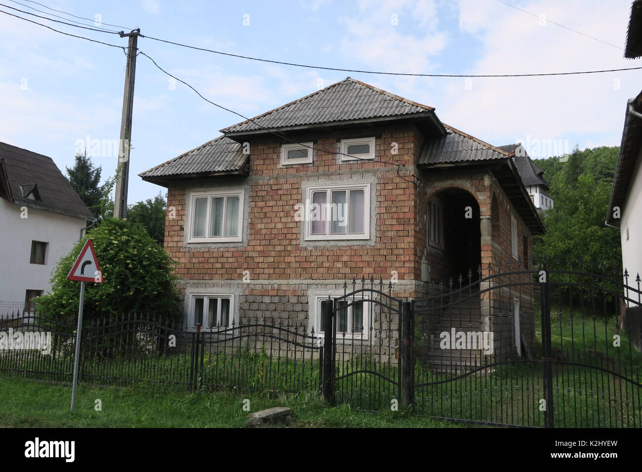 Village Barsana, Romania. Settlement of plain, native buildings ...