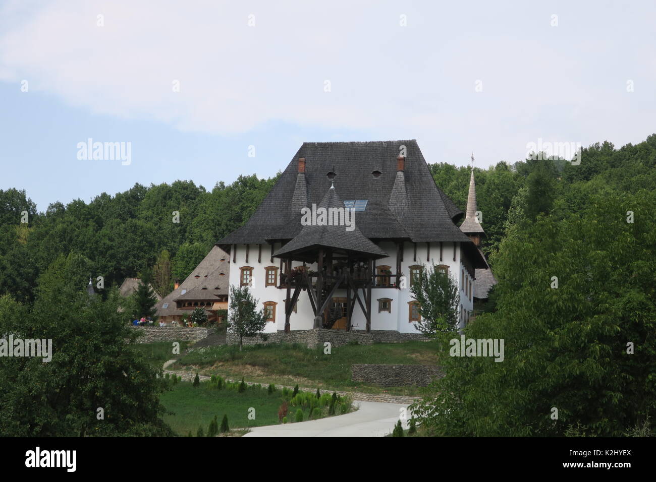 Village Barsana, Romania. Settlement of plain, native buildings ...