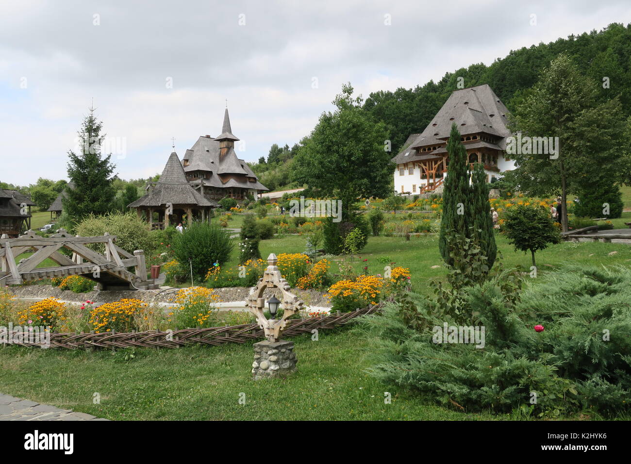 Barsana wooden monastery, Maramures, Romania. Monastery is one of main ...