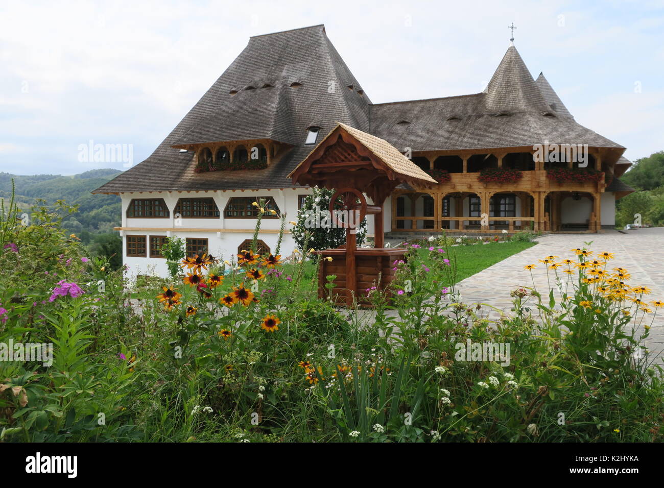 Barsana wooden monastery, Maramures, Romania. Monastery is one of main ...