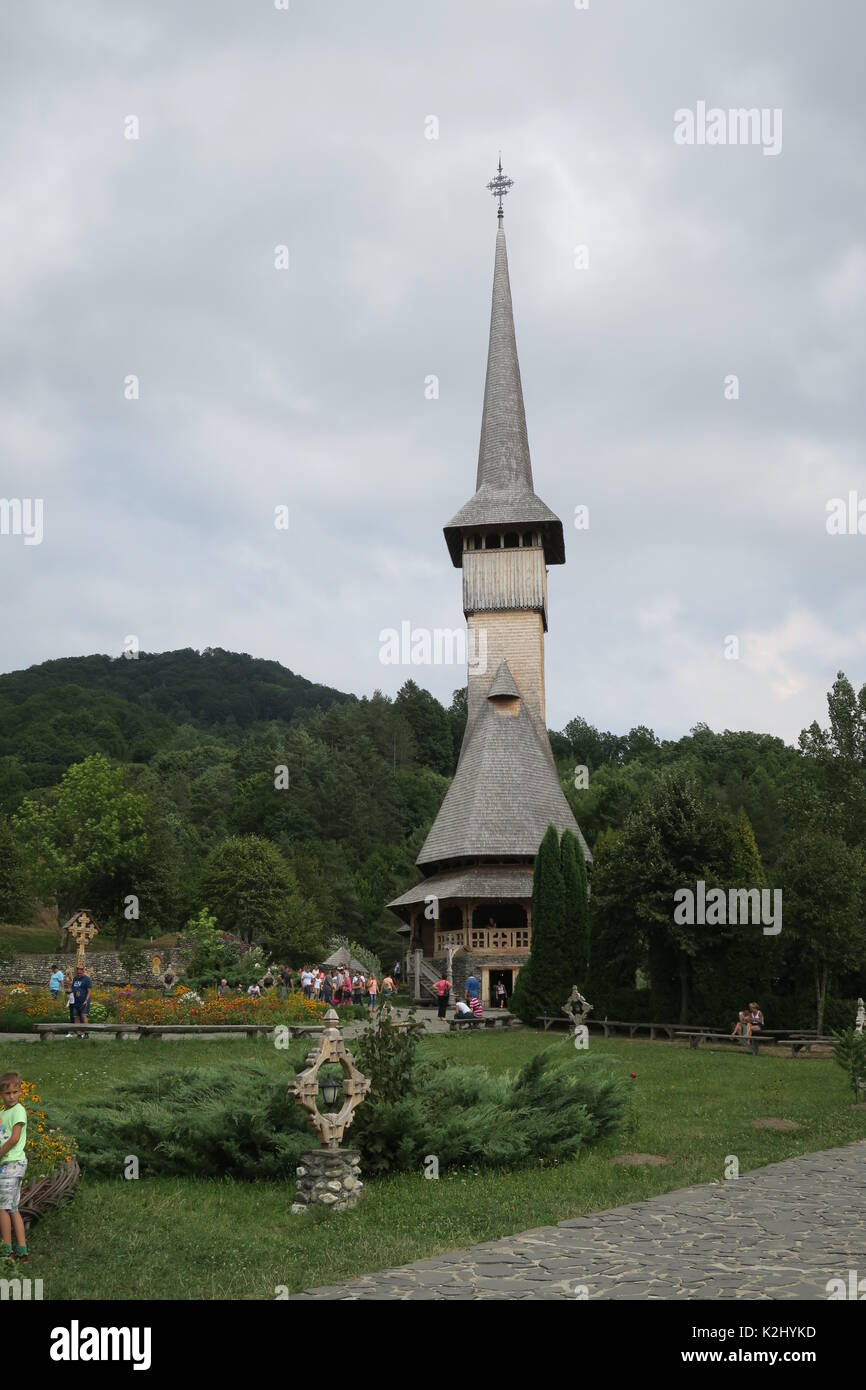 Barsana wooden monastery, Maramures, Romania. Monastery is one of main point of interest in ...