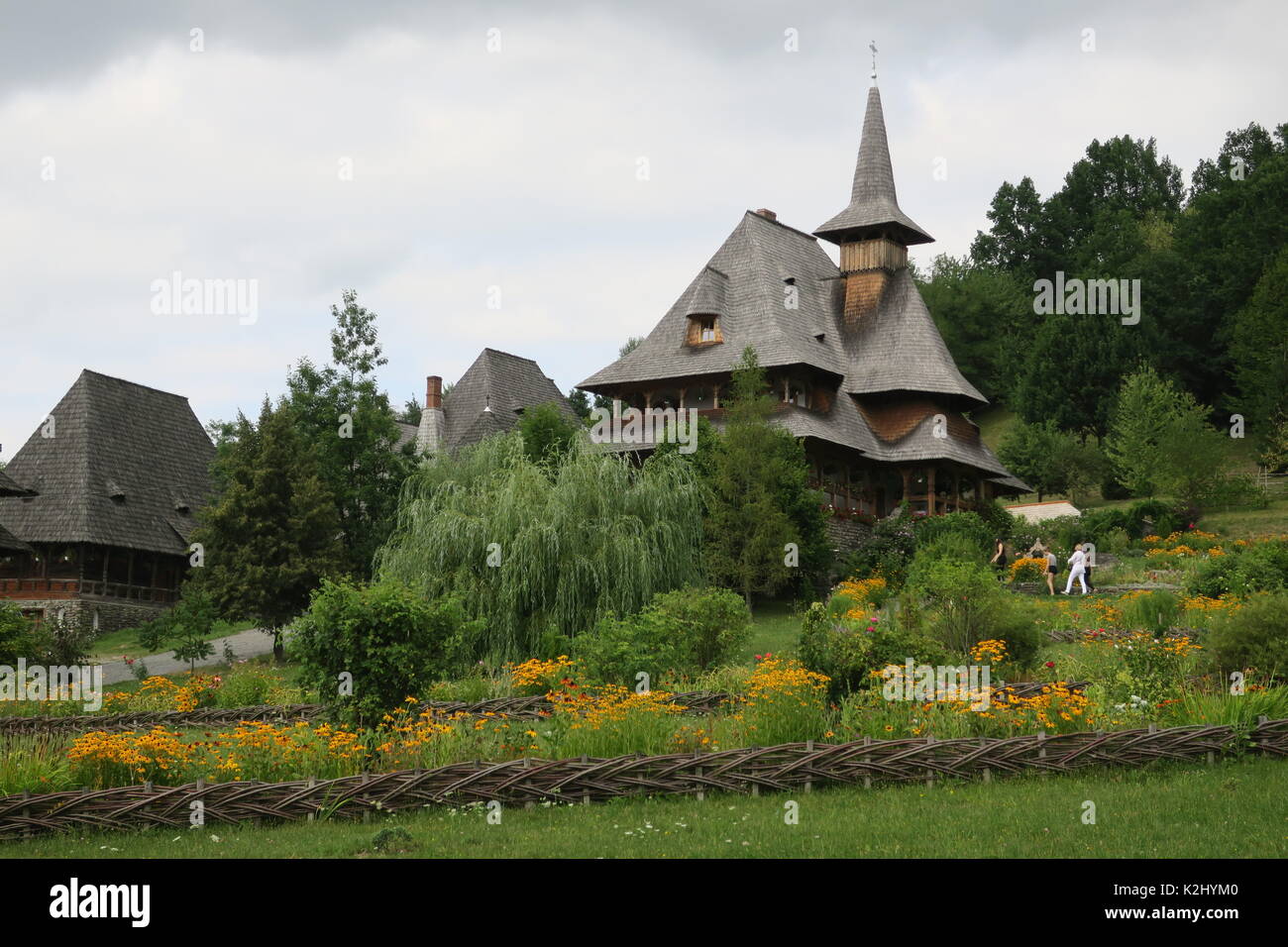 Barsana wooden monastery, Maramures, Romania. Monastery is one of main ...
