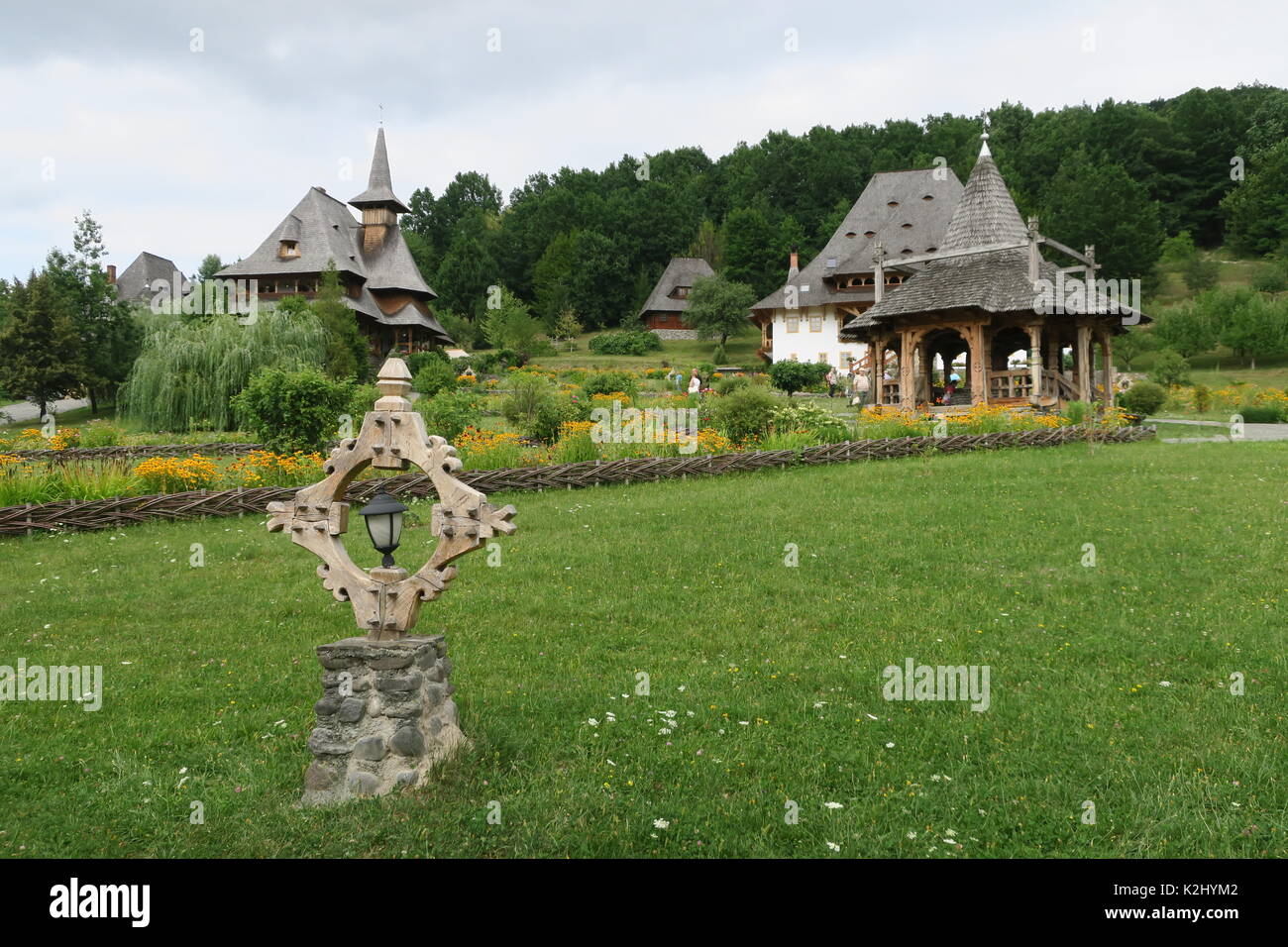 Barsana wooden monastery, Maramures, Romania. Monastery is one of main ...