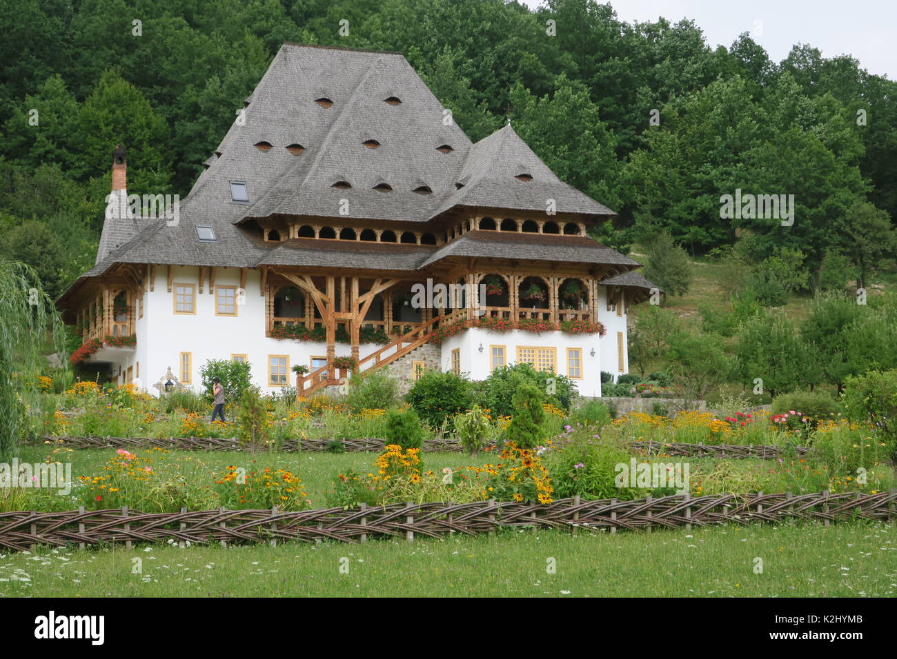 Barsana wooden monastery, Maramures, Romania. Monastery is one of main ...