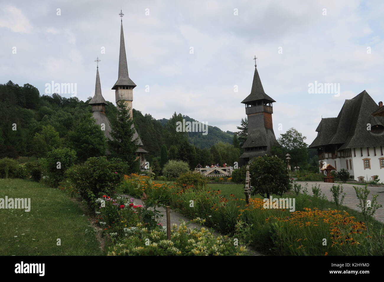 Barsana wooden monastery, Maramures, Romania. Monastery is one of main ...