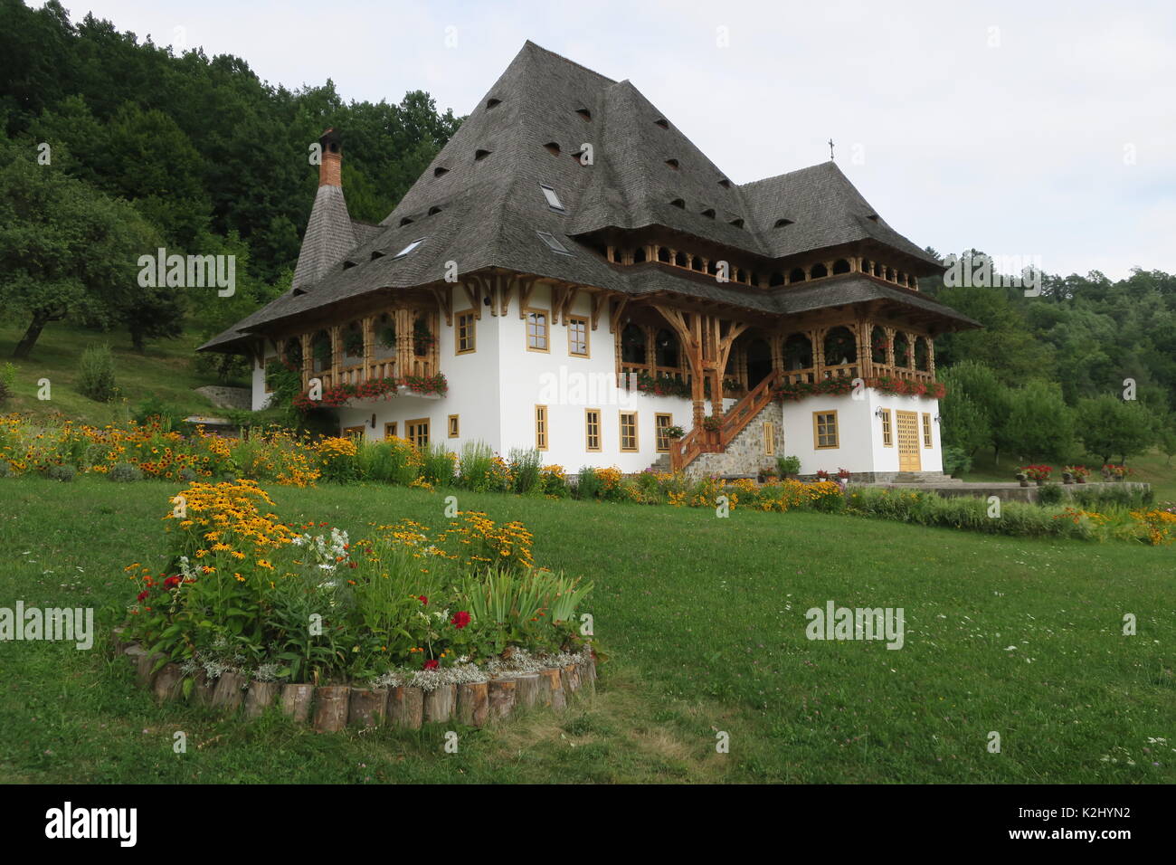 Barsana wooden monastery, Maramures, Romania. Monastery is one of main ...