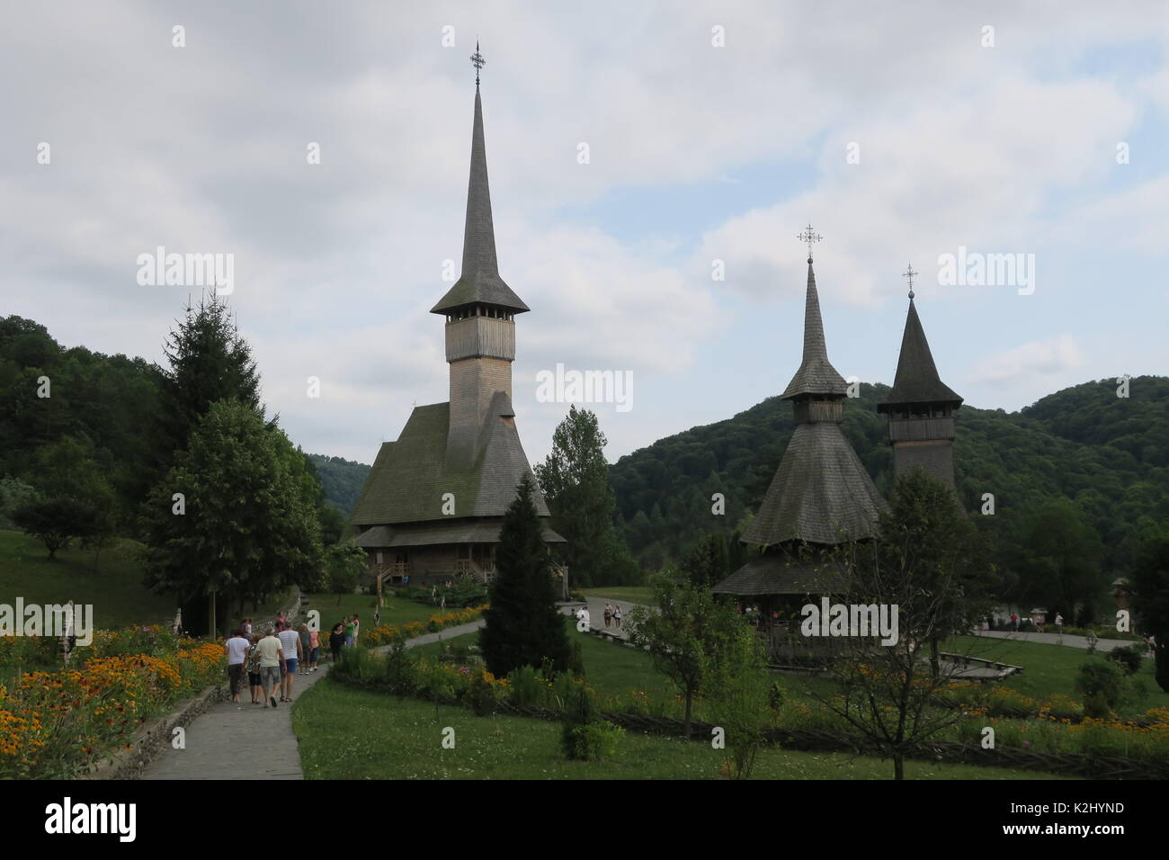 Barsana wooden monastery, Maramures, Romania. Monastery is one of main ...