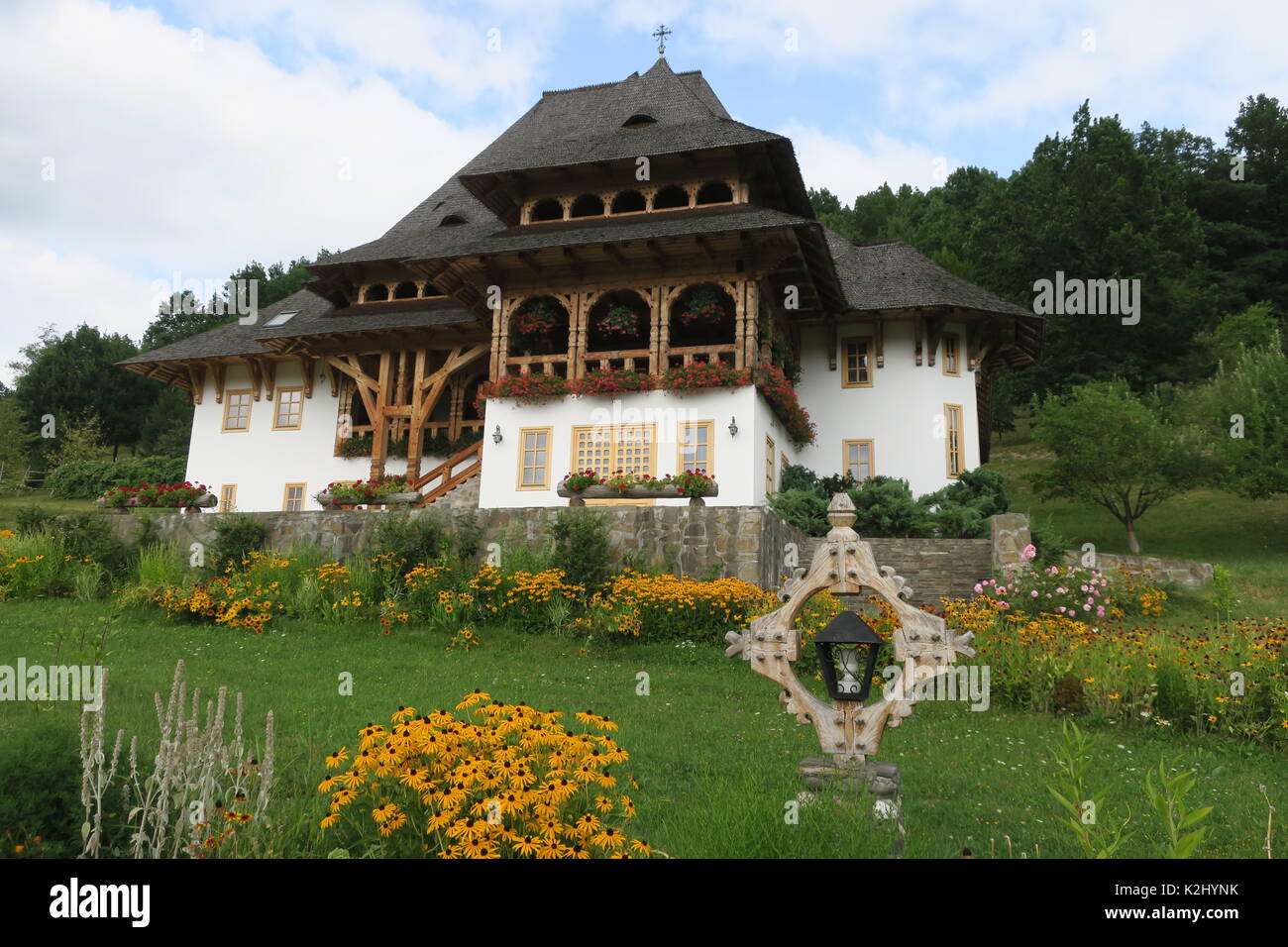 Barsana wooden monastery, Maramures, Romania. Monastery is one of main ...