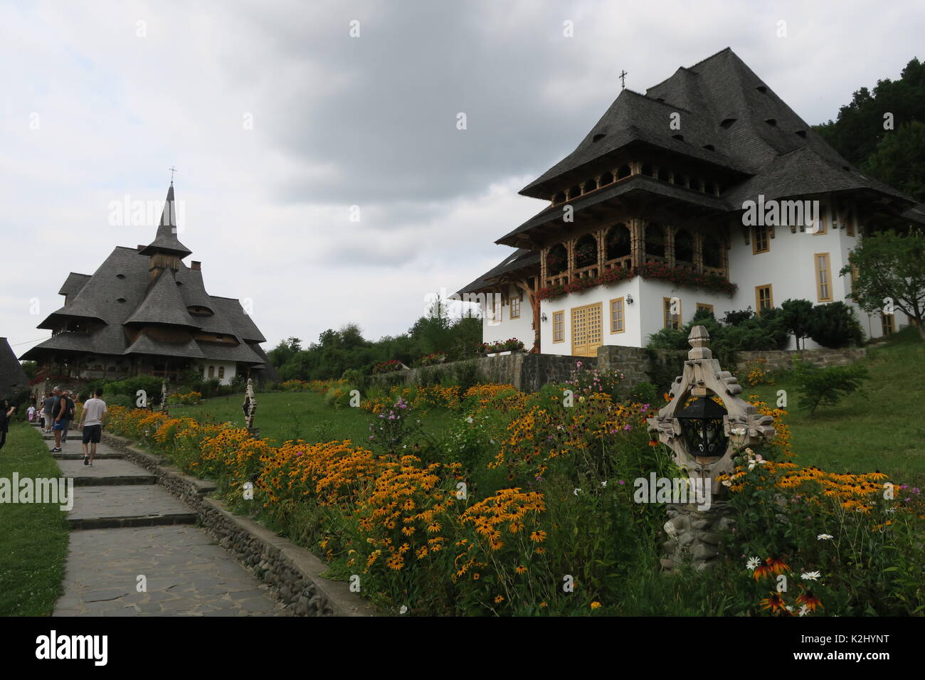 Barsana wooden monastery, Maramures, Romania. Monastery is one of main ...