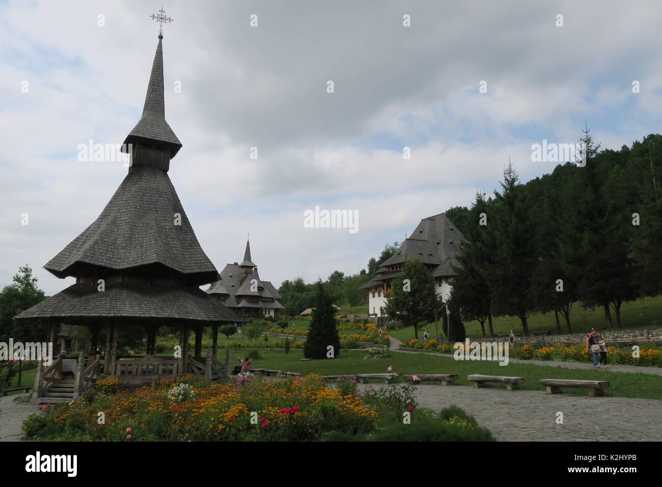 Barsana wooden monastery, Maramures, Romania. Monastery is one of main ...