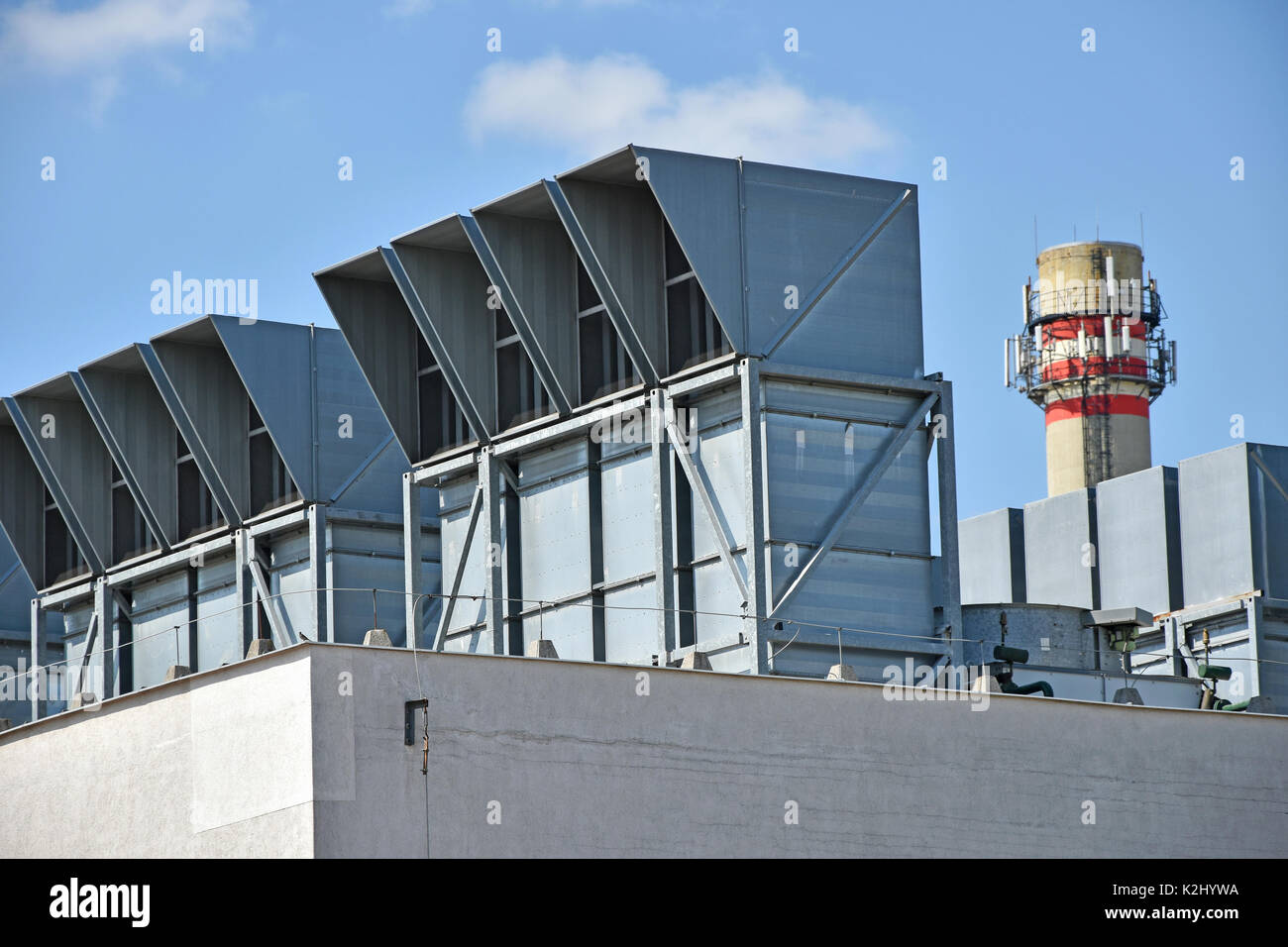 Air filters and smoke stack of the power station Stock Photo - Alamy