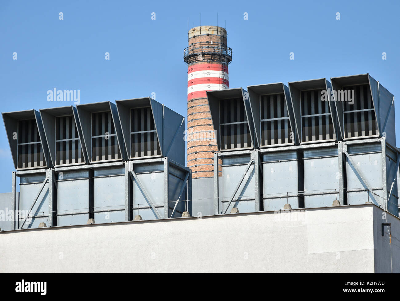Air filters and smoke stack of the power plant Stock Photo - Alamy