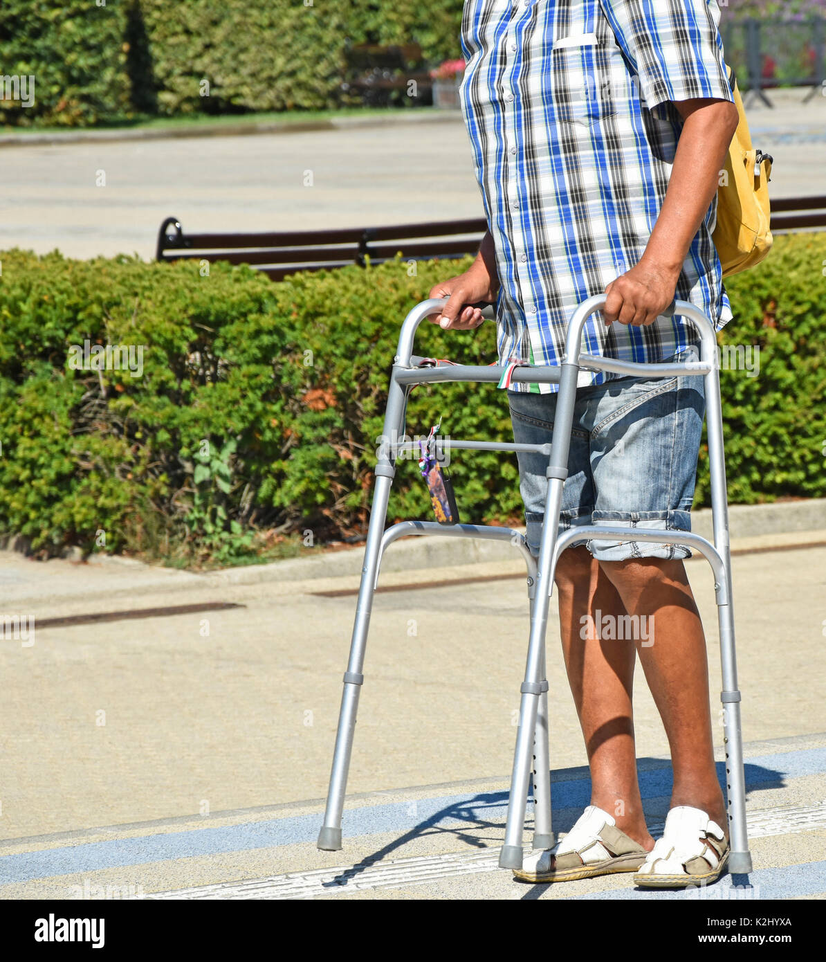 Sick old man walking walker hi-res stock photography and images - Alamy