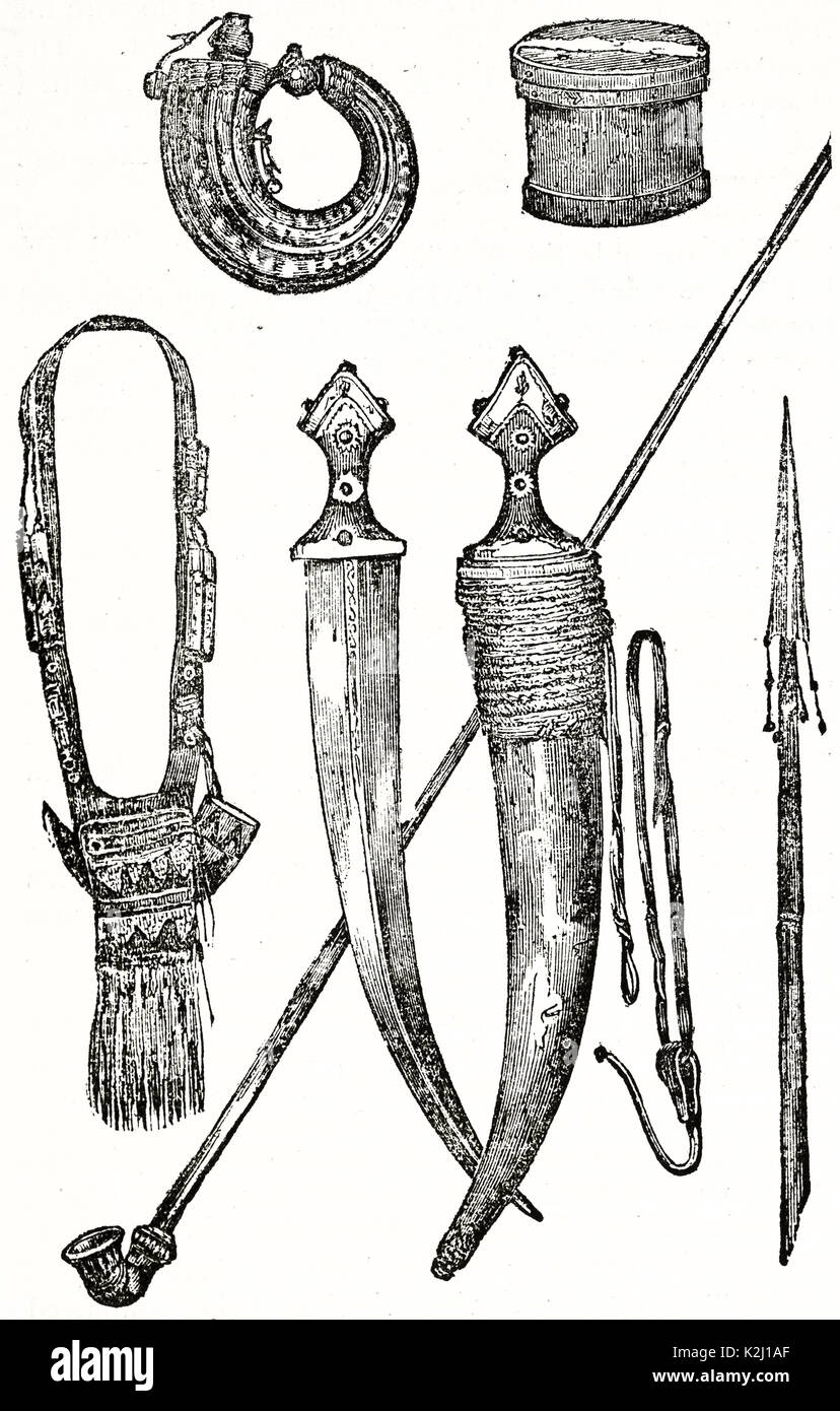 Old illustration of arab weapons hi-res stock photography and images ...