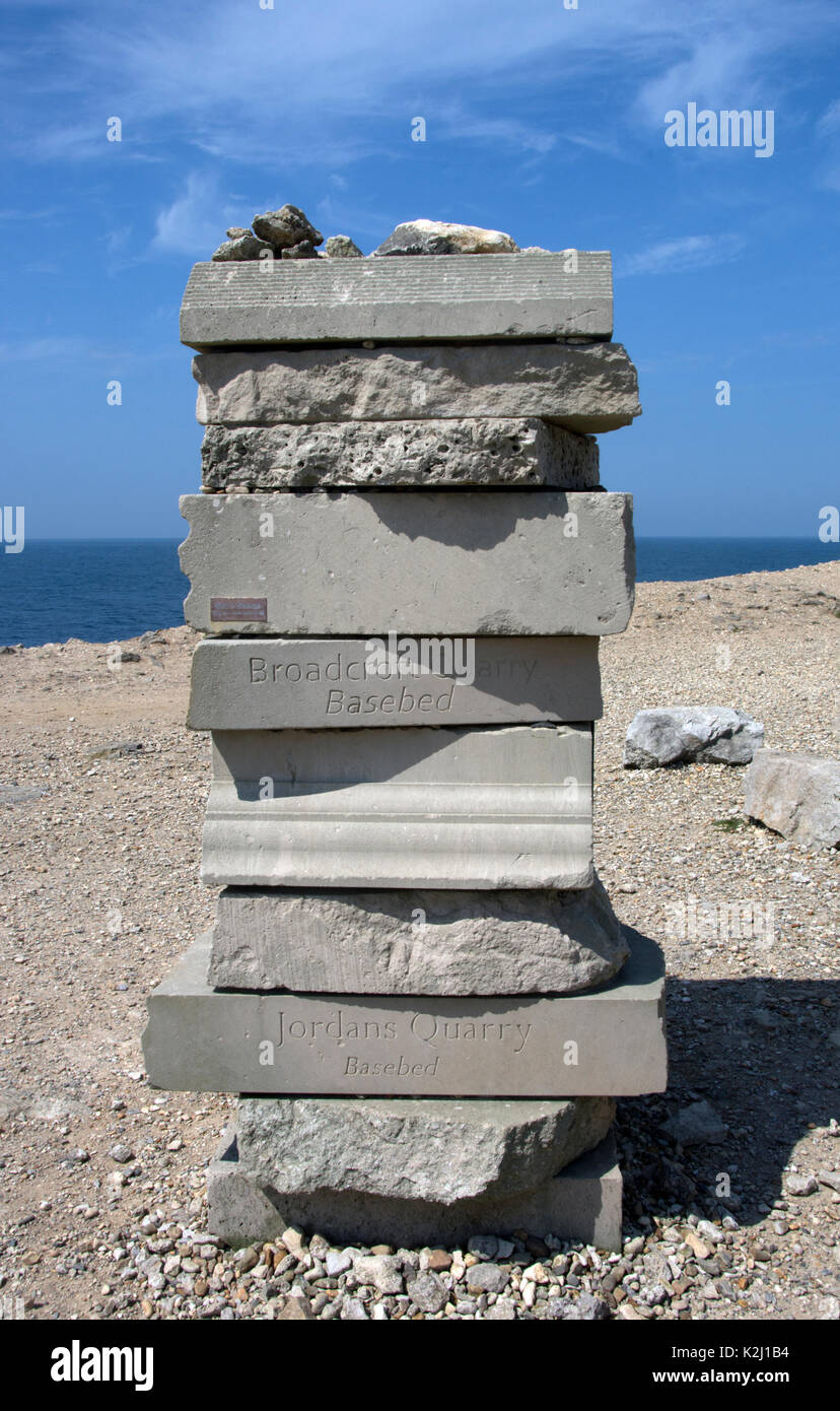 DORSET; PORTLAND BILL; STACKED DISCARDED PORTLAND STONE Stock Photo - Alamy