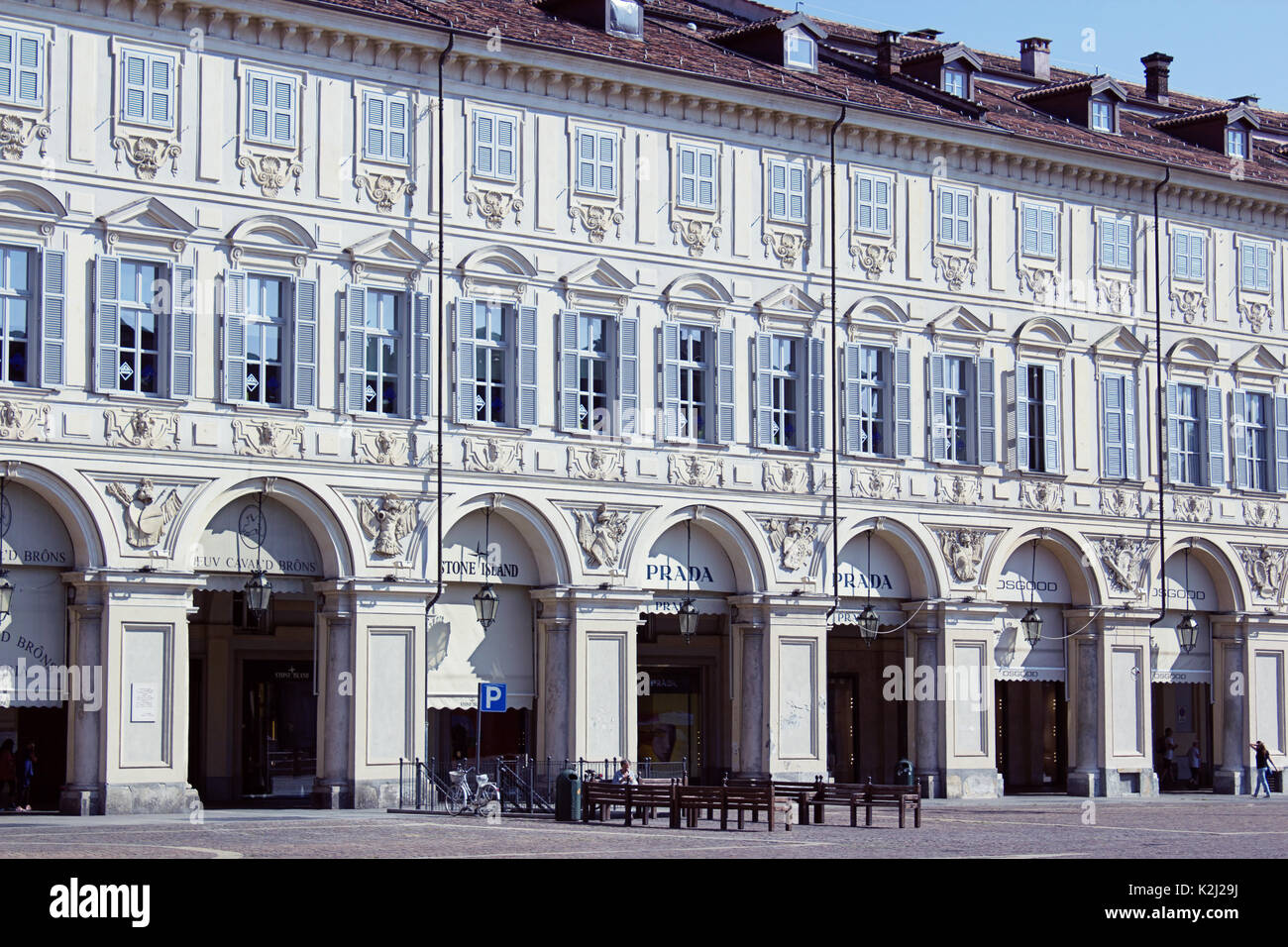 Turin,Italy: city center with historical square and luxury windows ...