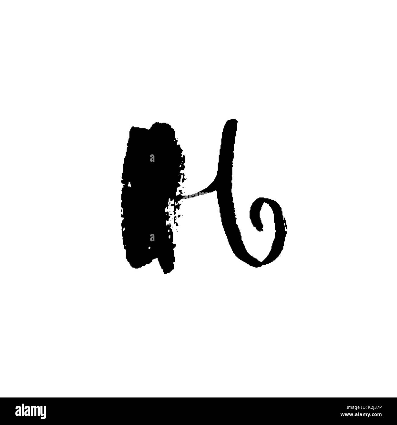 Letter H. Handwritten by dry brush. Rough strokes font. Vector ...