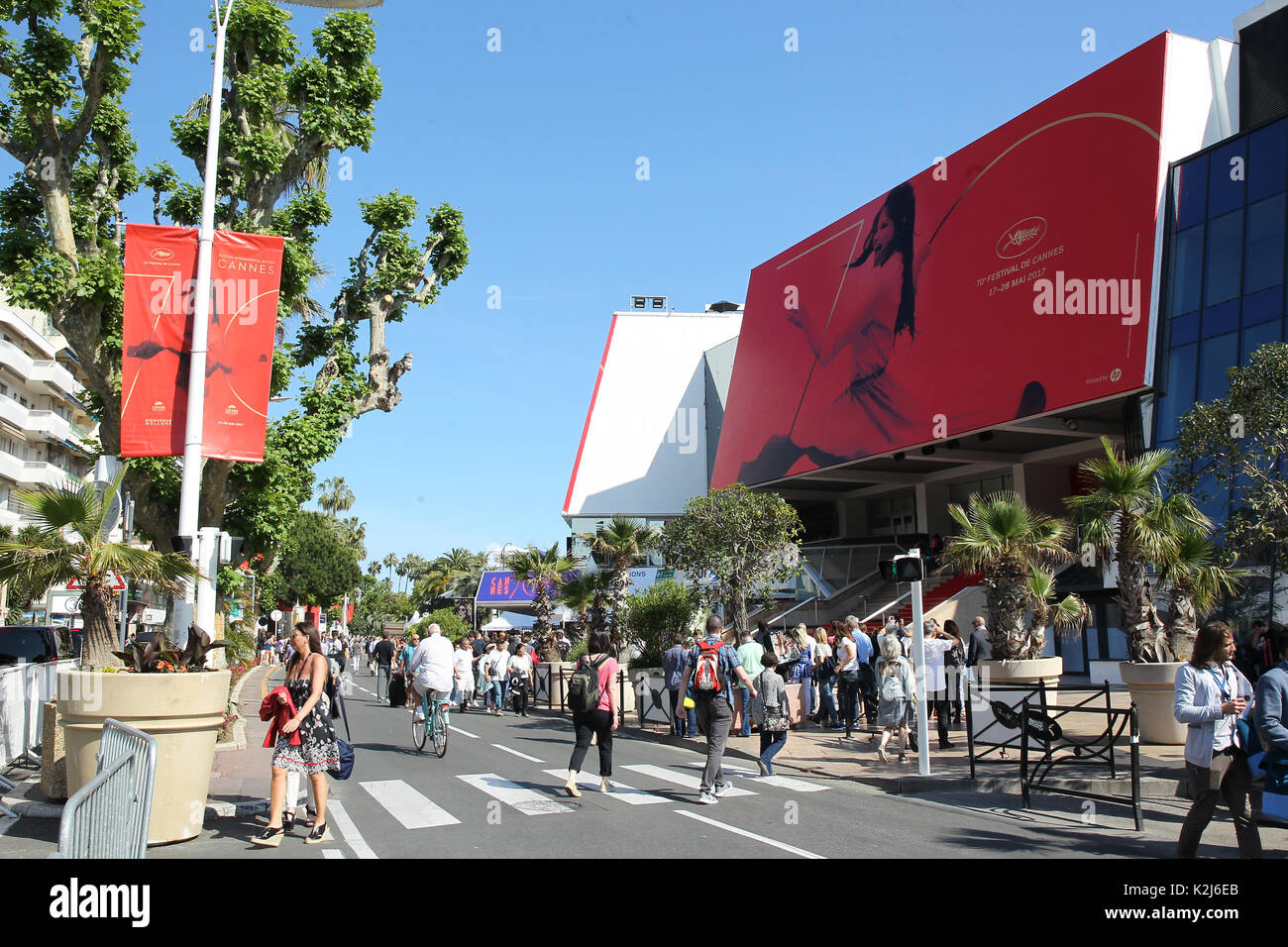 Display Signs for The 70th annual Cannes Film Festival at the Palais on ...