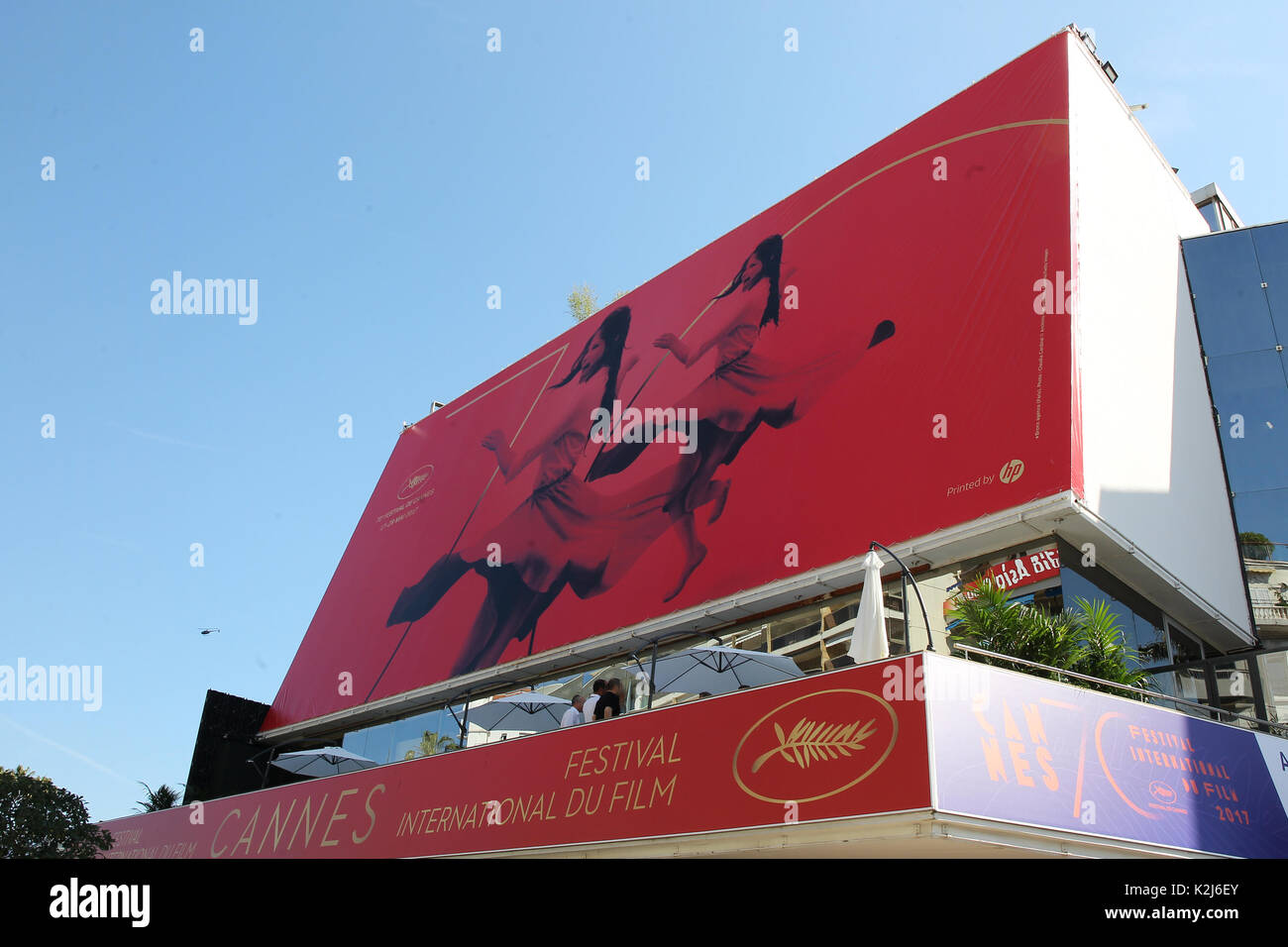 Display Signs for The 70th annual Cannes Film Festival at the Palais on ...