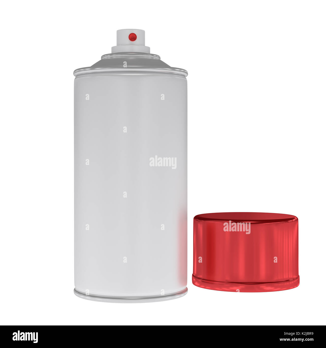 3D rendered blank aluminium spray can template with red cap for paint ...