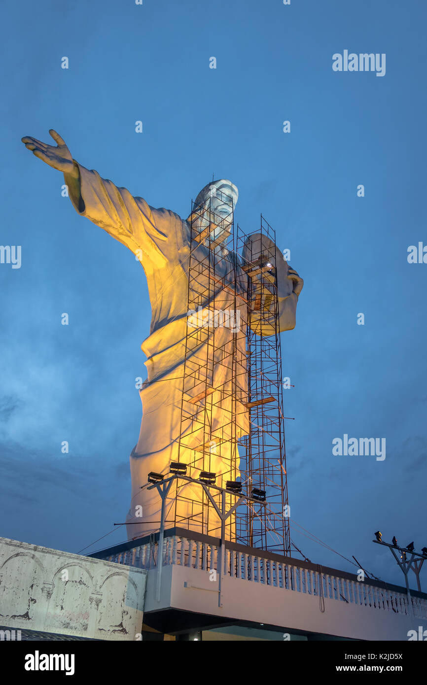 Illuminated Christ Statue at Cristo Luz Complex (with repairs taking ...