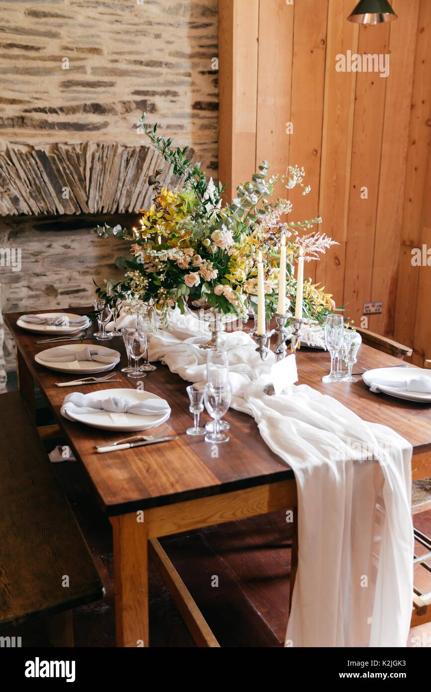 Rustic Style Wedding Reception Decoration Stock Photo - Alamy