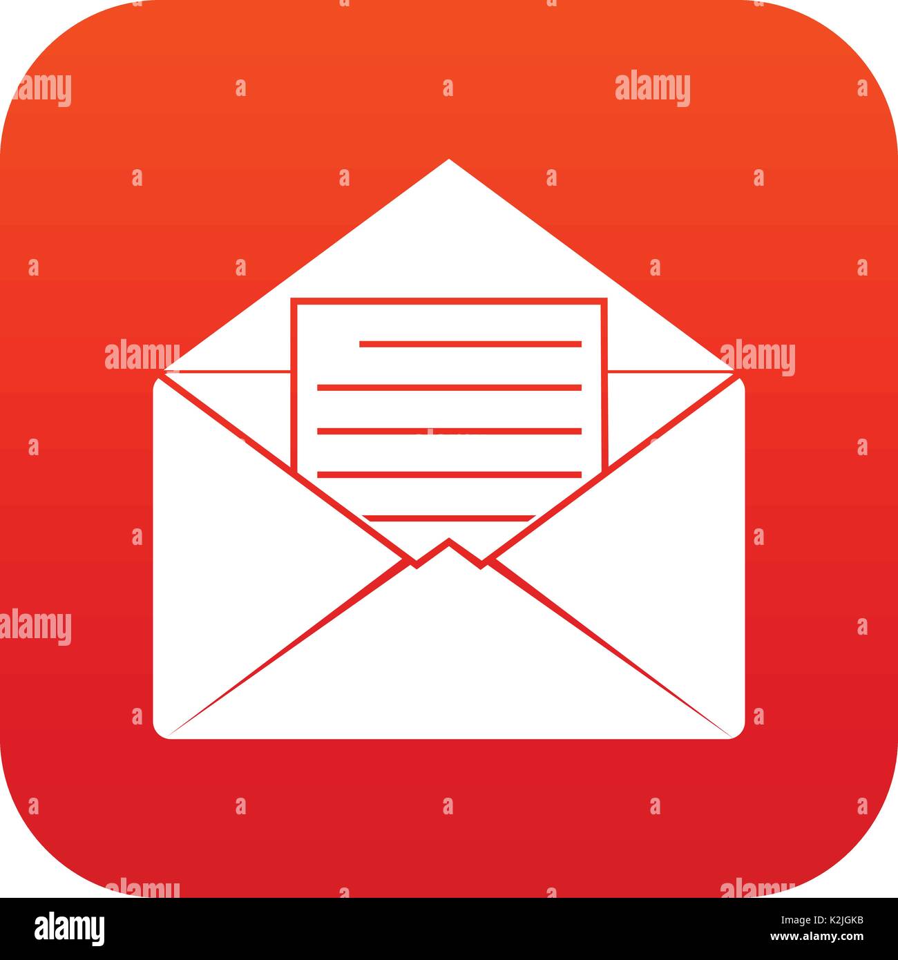 Envelope with sheet of paper icon digital red Stock Vector Image & Art ...