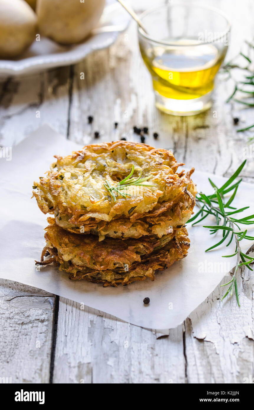 Rosti Grated potato frittelle Stock Photo - Alamy