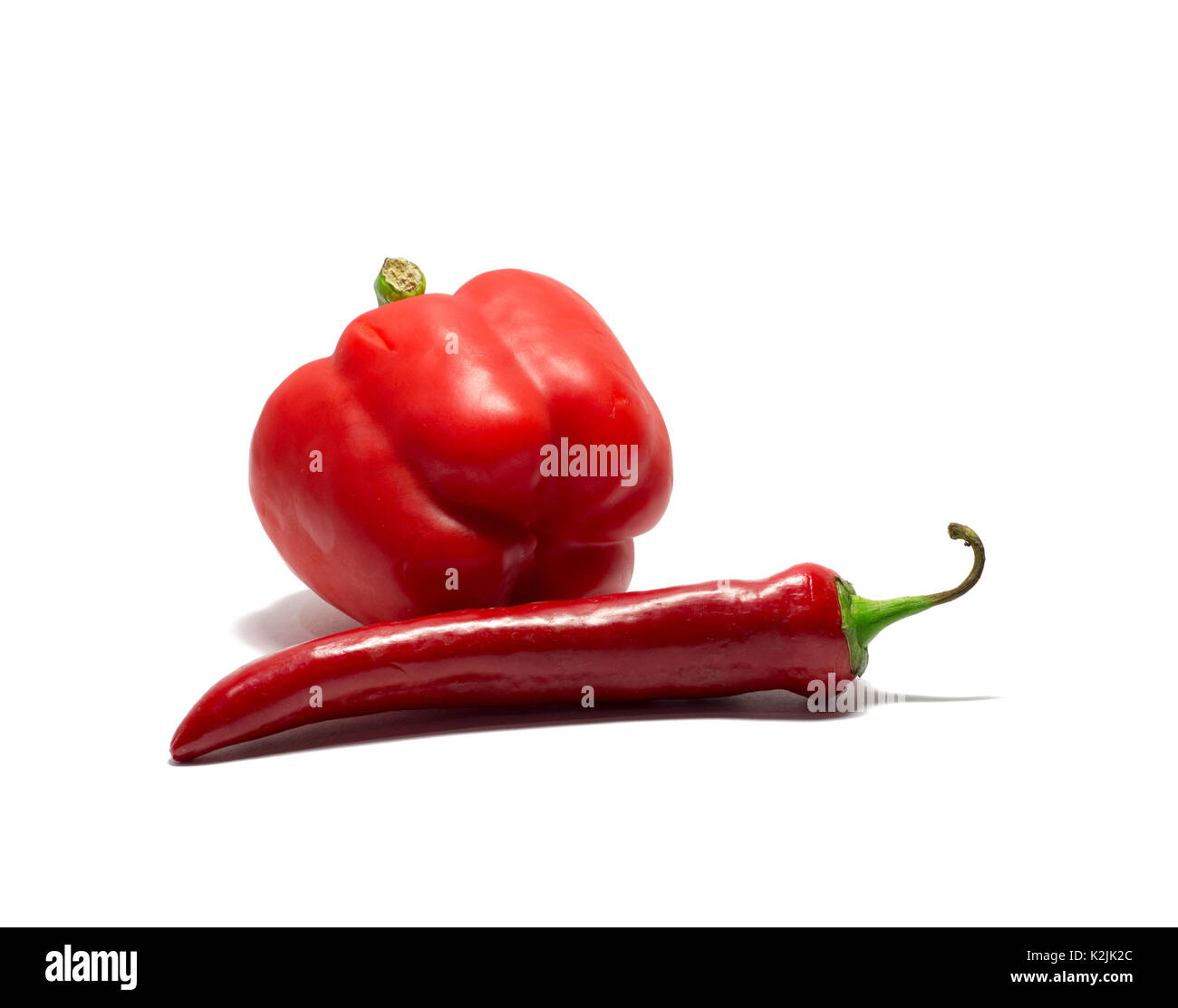 bell pepper and chili pepper isolated on white background. food, object ...